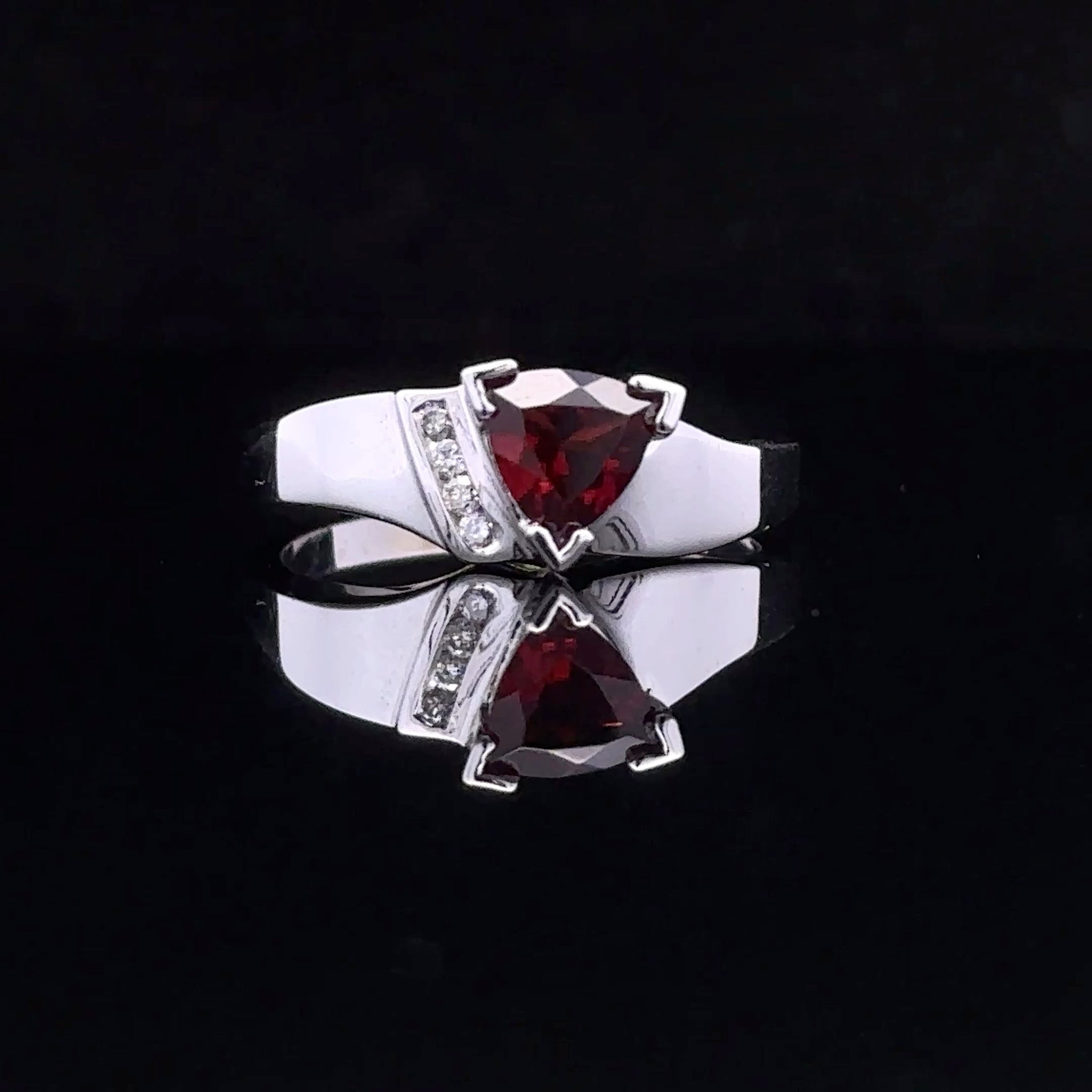 Ryan White 14K Ring with Trillian Garnet and Diamonds