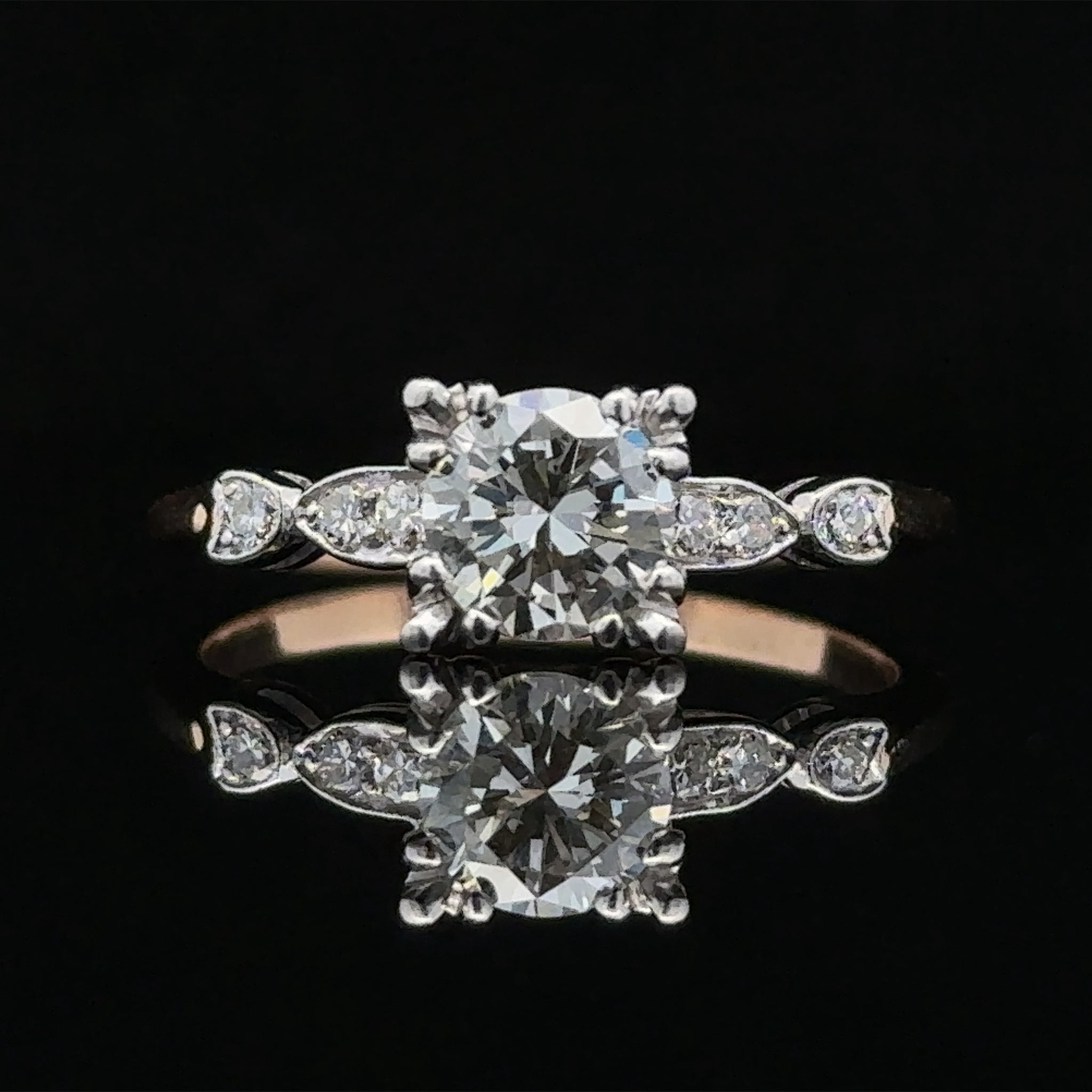 McKinley Ring – Two-Tone Gold Vintage Diamond | Veleska Jewelry