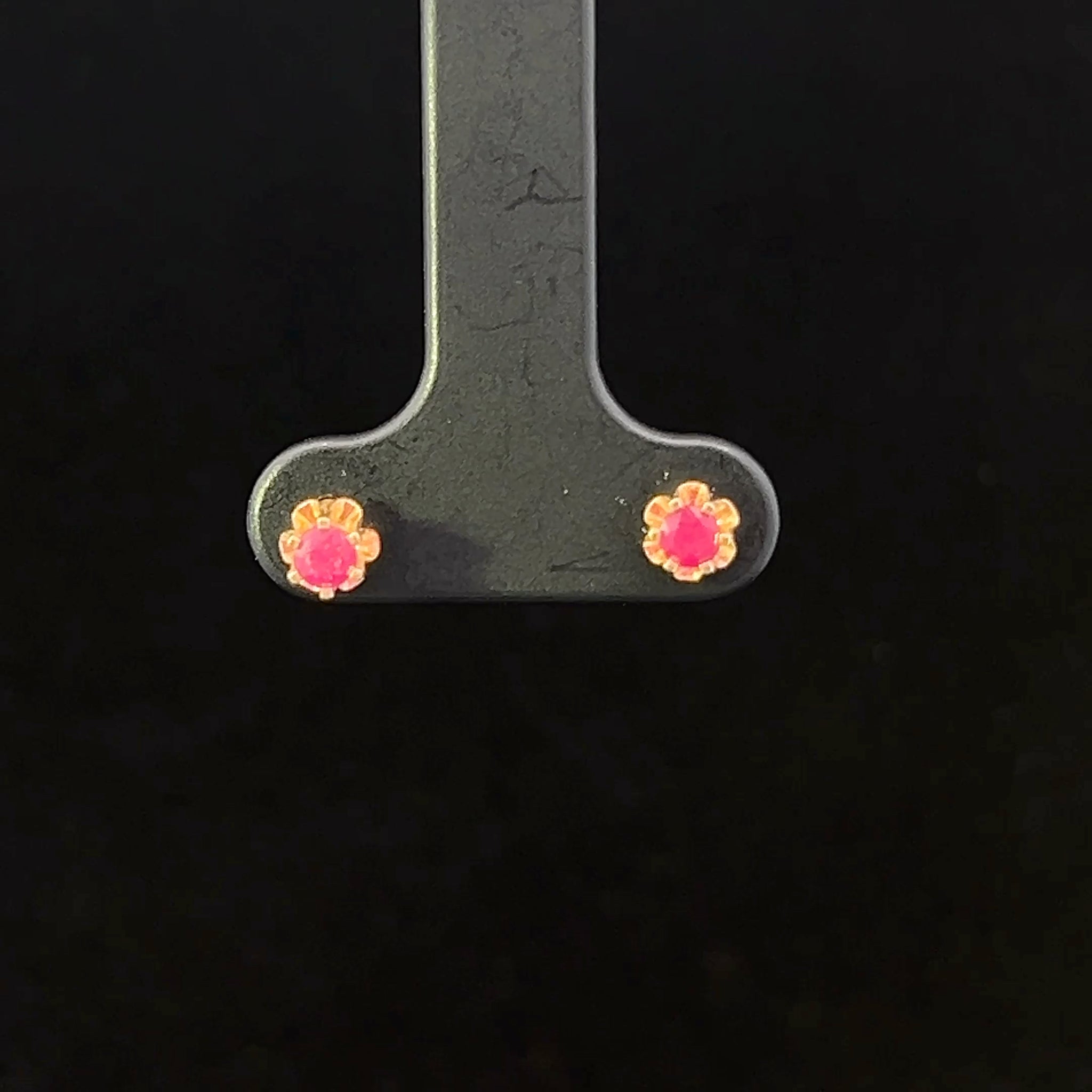 Jemma 10K Yellow Gold Ruby Stud Earrings | Veleska Jewelry