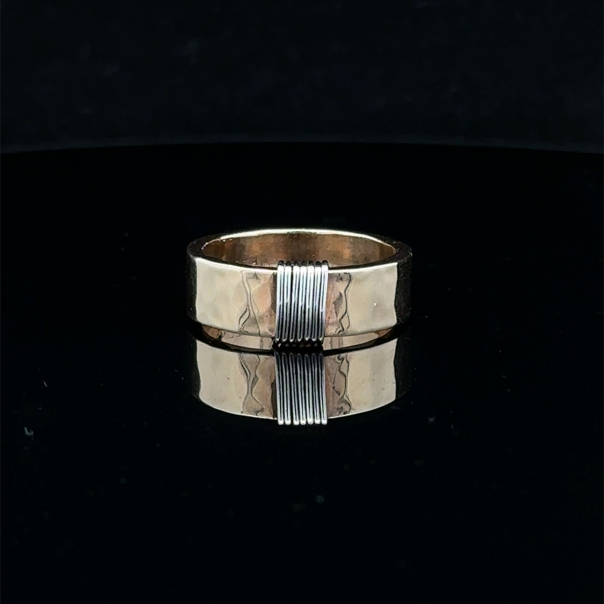 Oslo 14KY Hammered Ring with 14KW Wrap | Veleska Jewelry