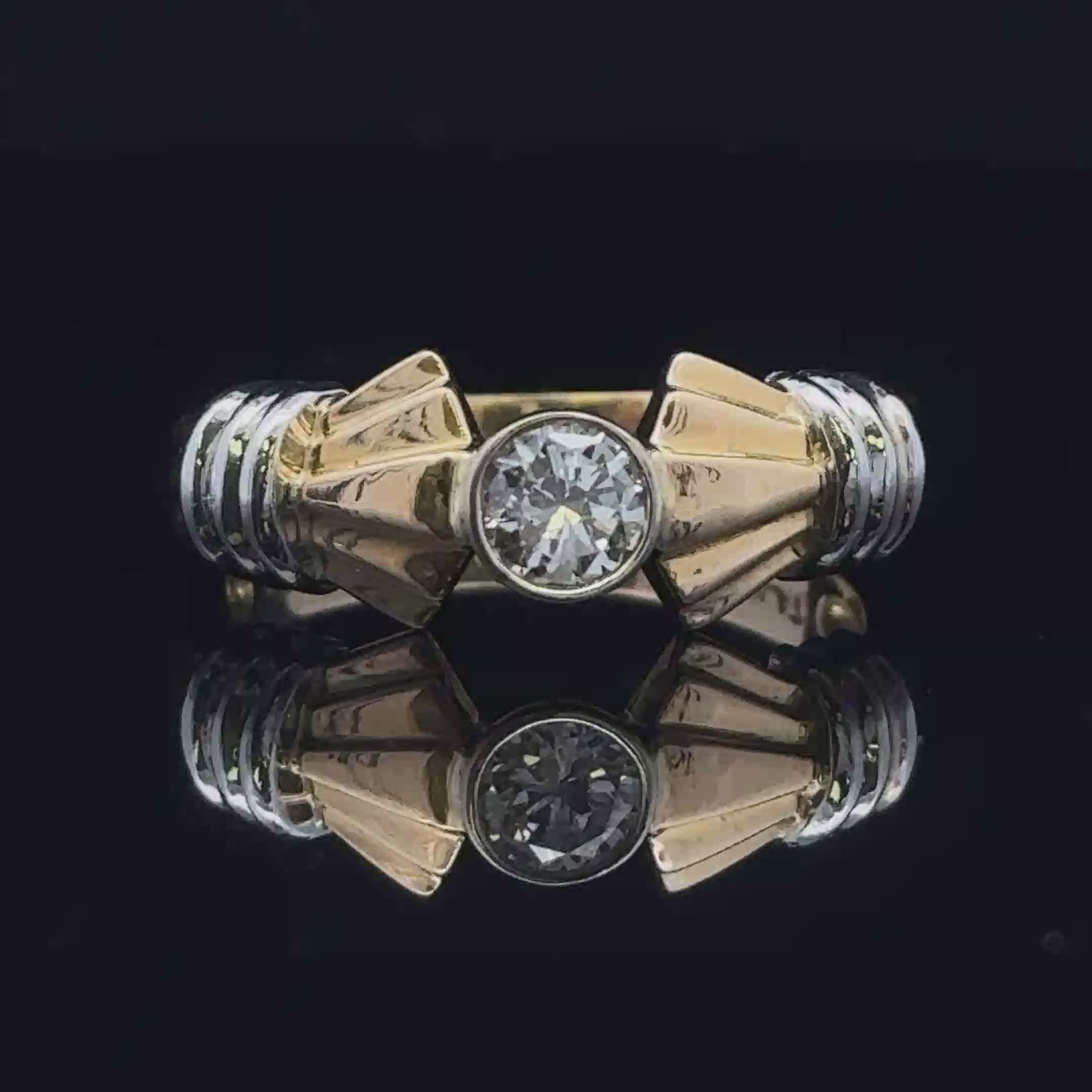 Elise Ring - 18K Yellow Gold with Platinum Bezel and .50ct Diamond ...