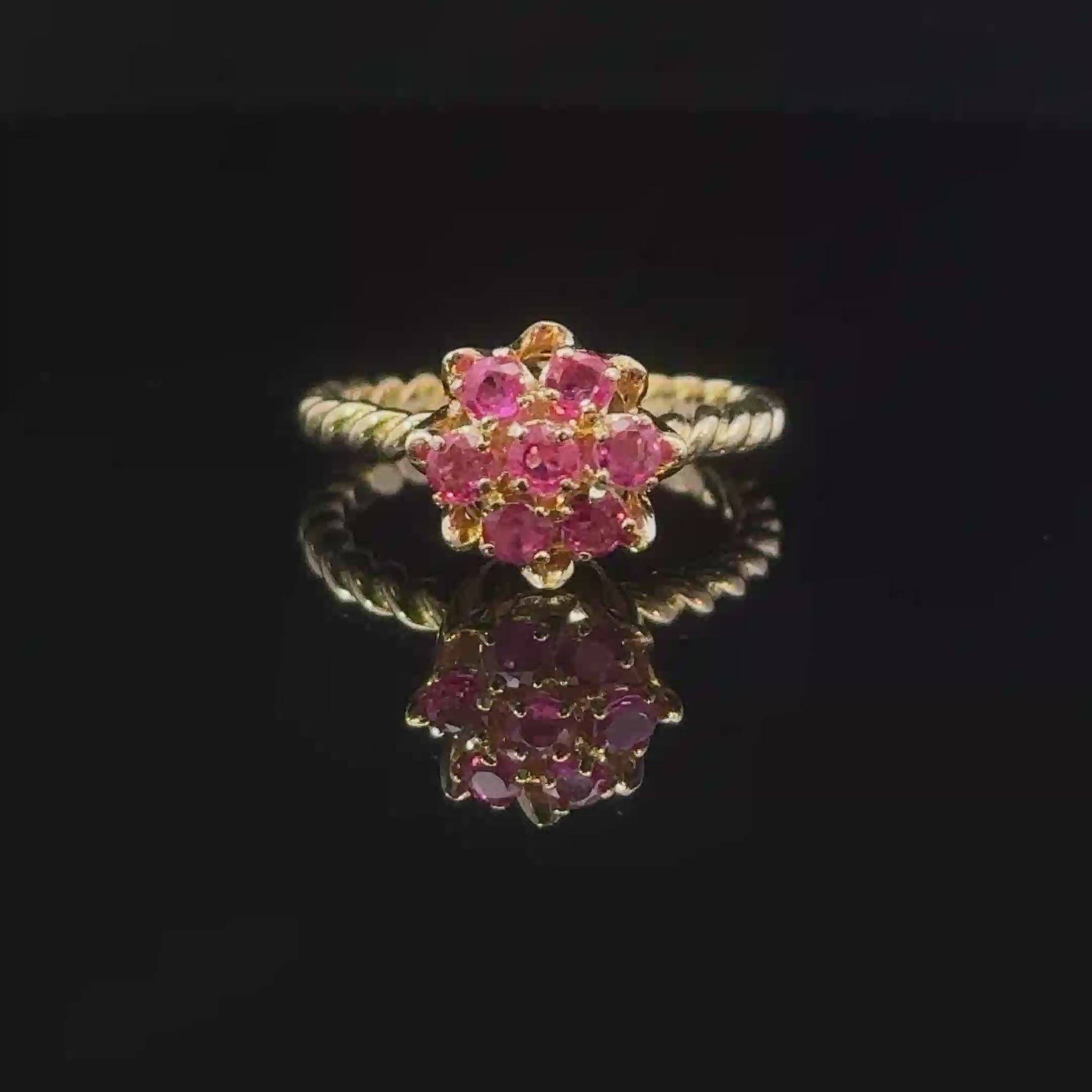 Anne Ring - Ruby Ring with Twist Band in 14K Yellow Gold